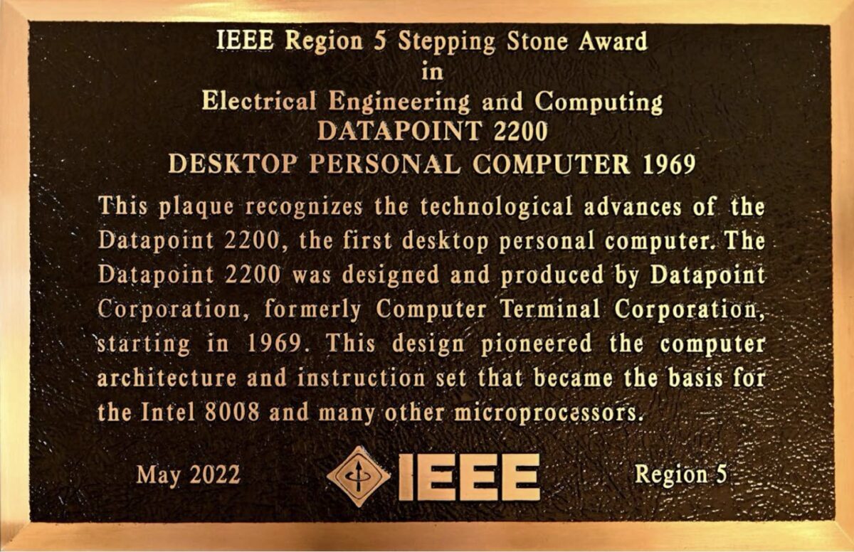 Datapoint 2200 Receives IEEE Region 5 Stepping Stone Award - IEEE Life ...