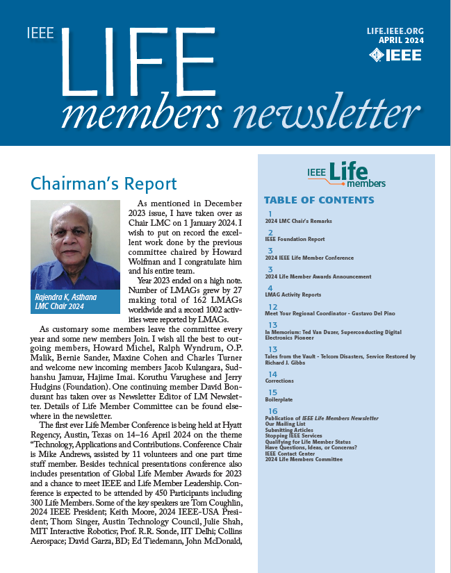 IEEE Life Members Newsletter – April 2024 - IEEE Life Members
